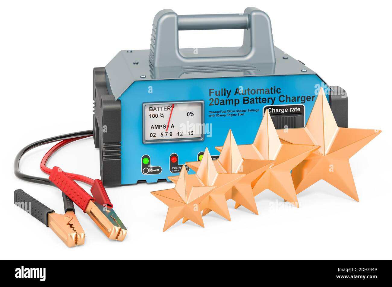 Customer rating of battery charger concept. 3D rendering isolated on ...