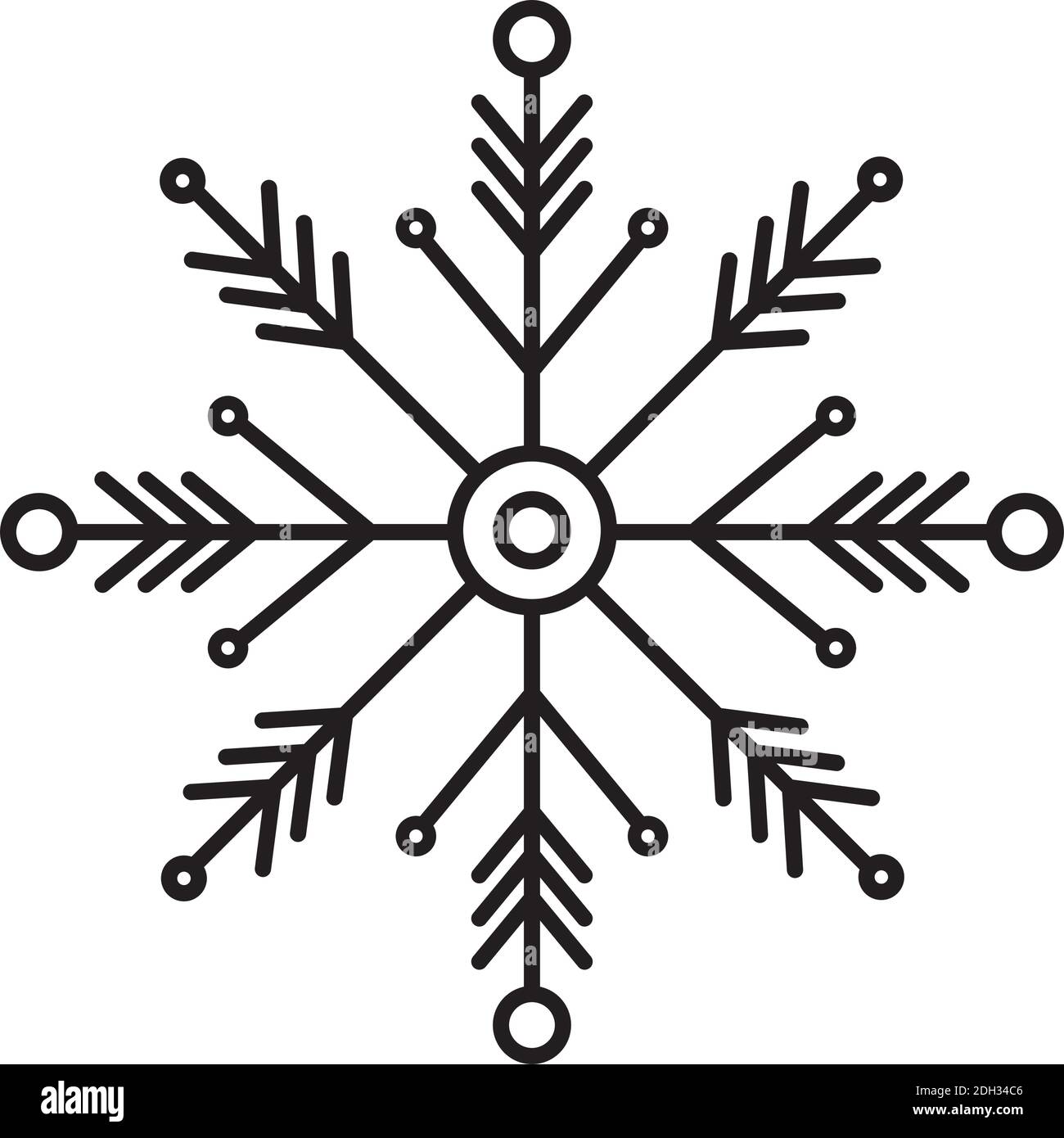 christmas snowflake decoration line icon style white background vector ...
