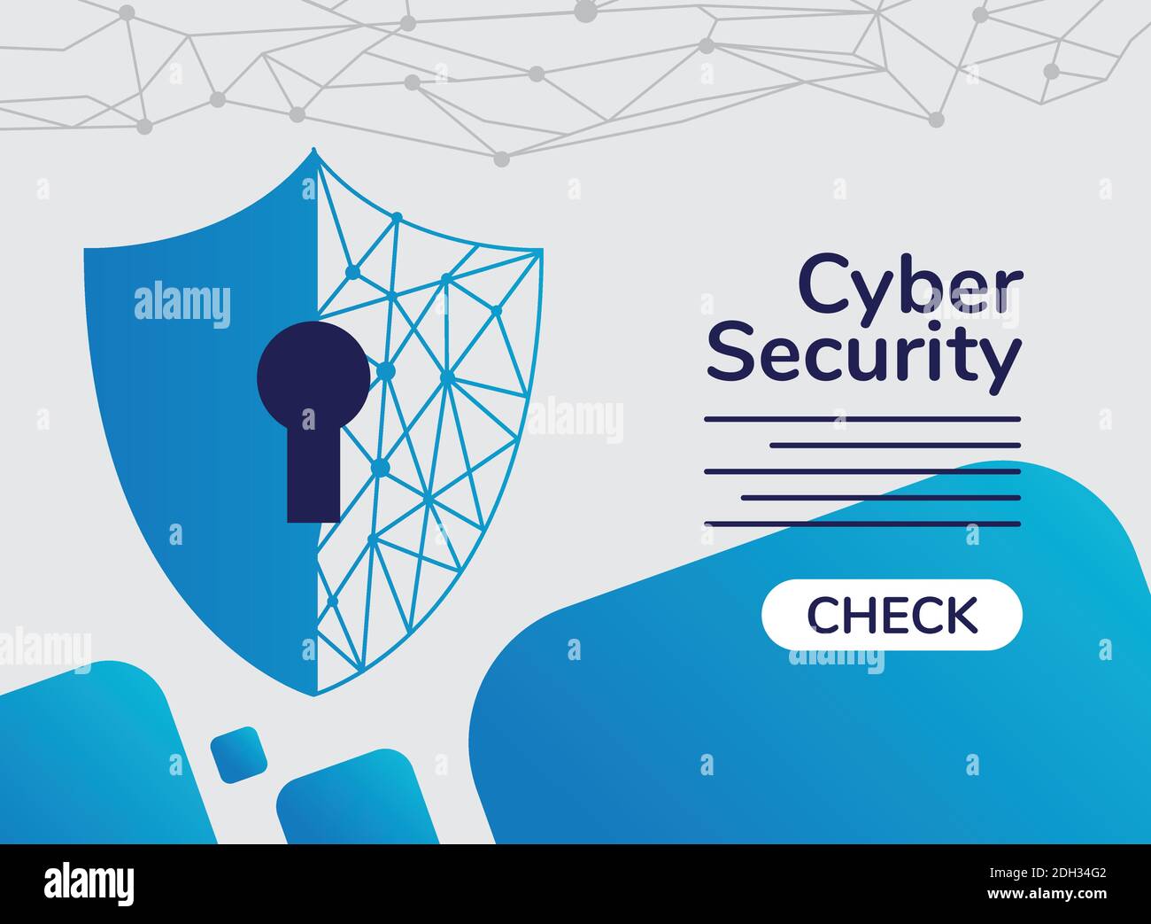 cyber security infographic with shield and key hole vector illustration ...