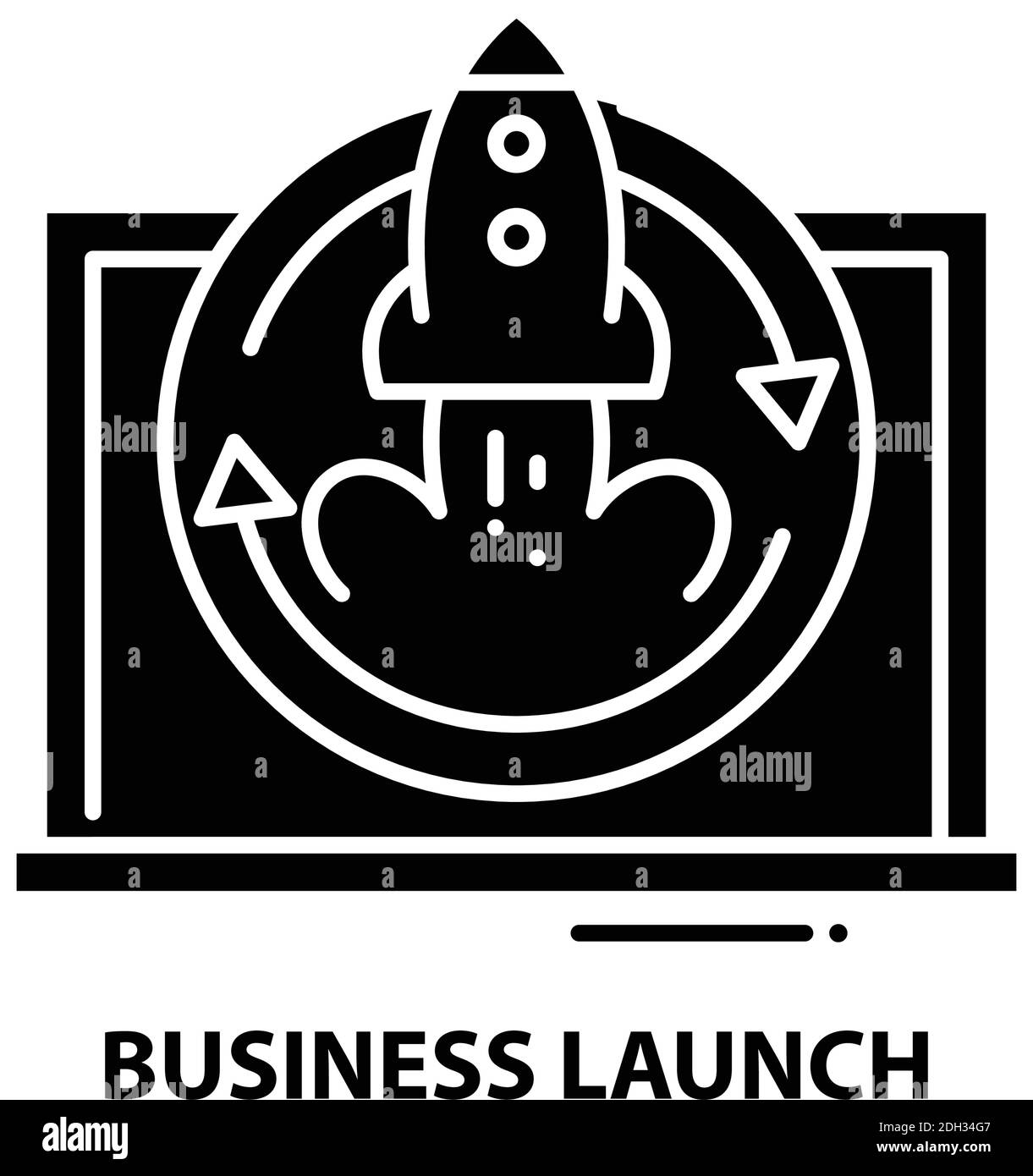 business launch icon, black vector sign with editable strokes, concept ...