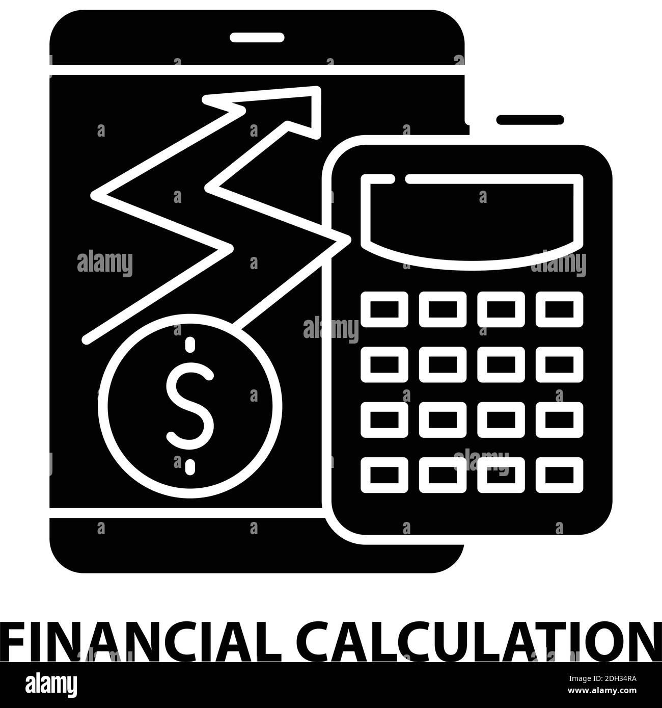 financial calculation icon, black vector sign with editable strokes ...