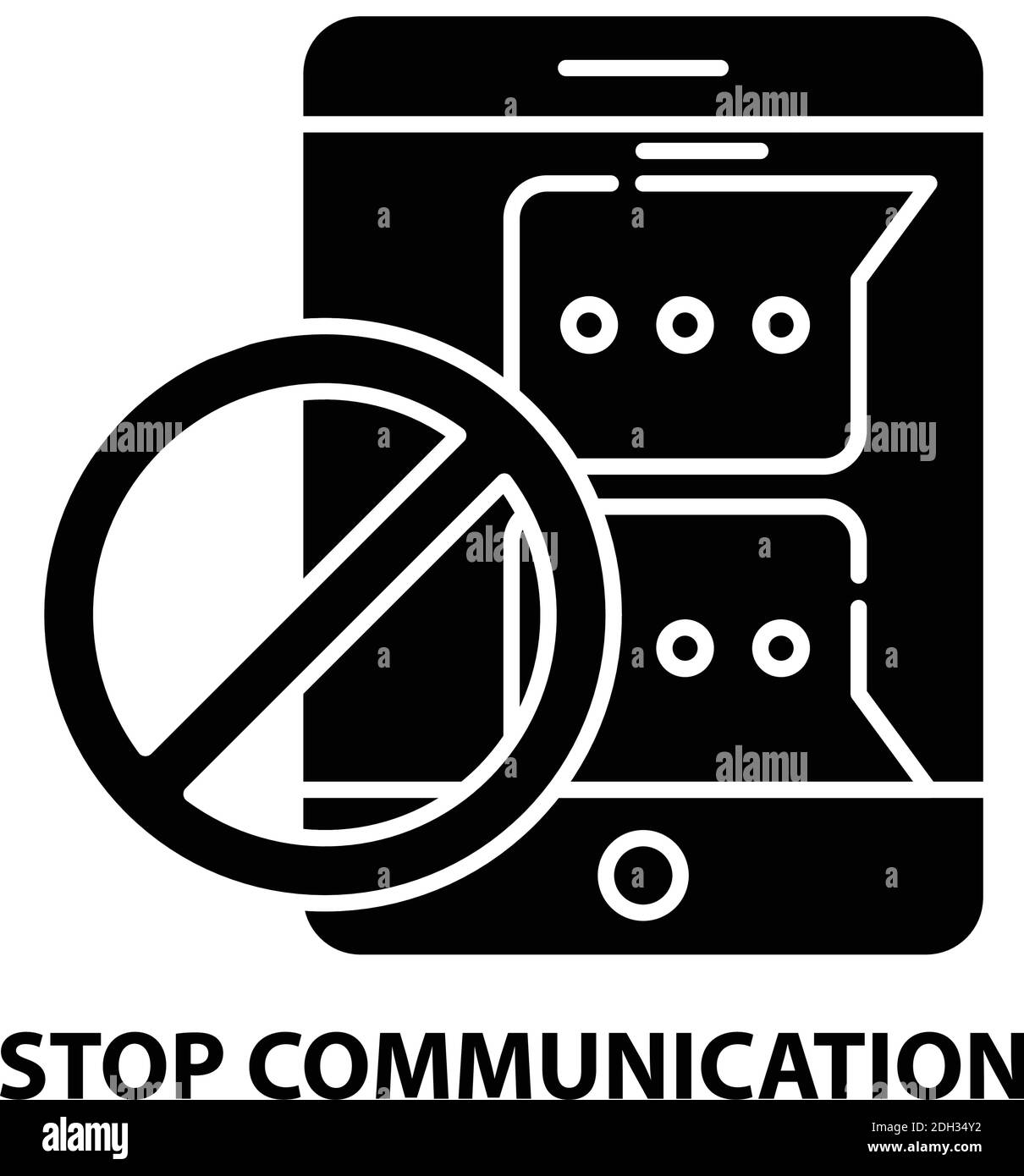 stop communication icon, black vector sign with editable strokes ...