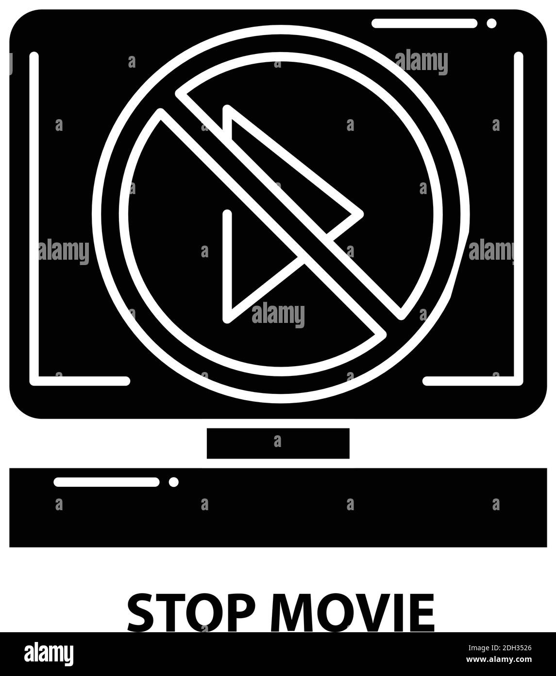 stop movie symbol icon, black vector sign with editable strokes ...