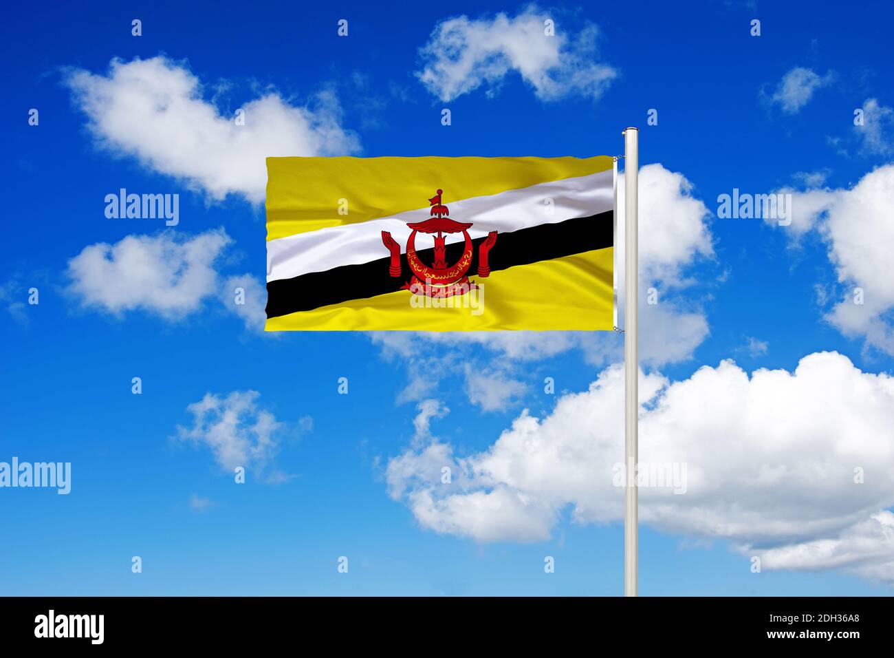 Brunei, Kleinstaat, Insel Borneo, Nationalfahne, Nationalflagge, Fahne ...