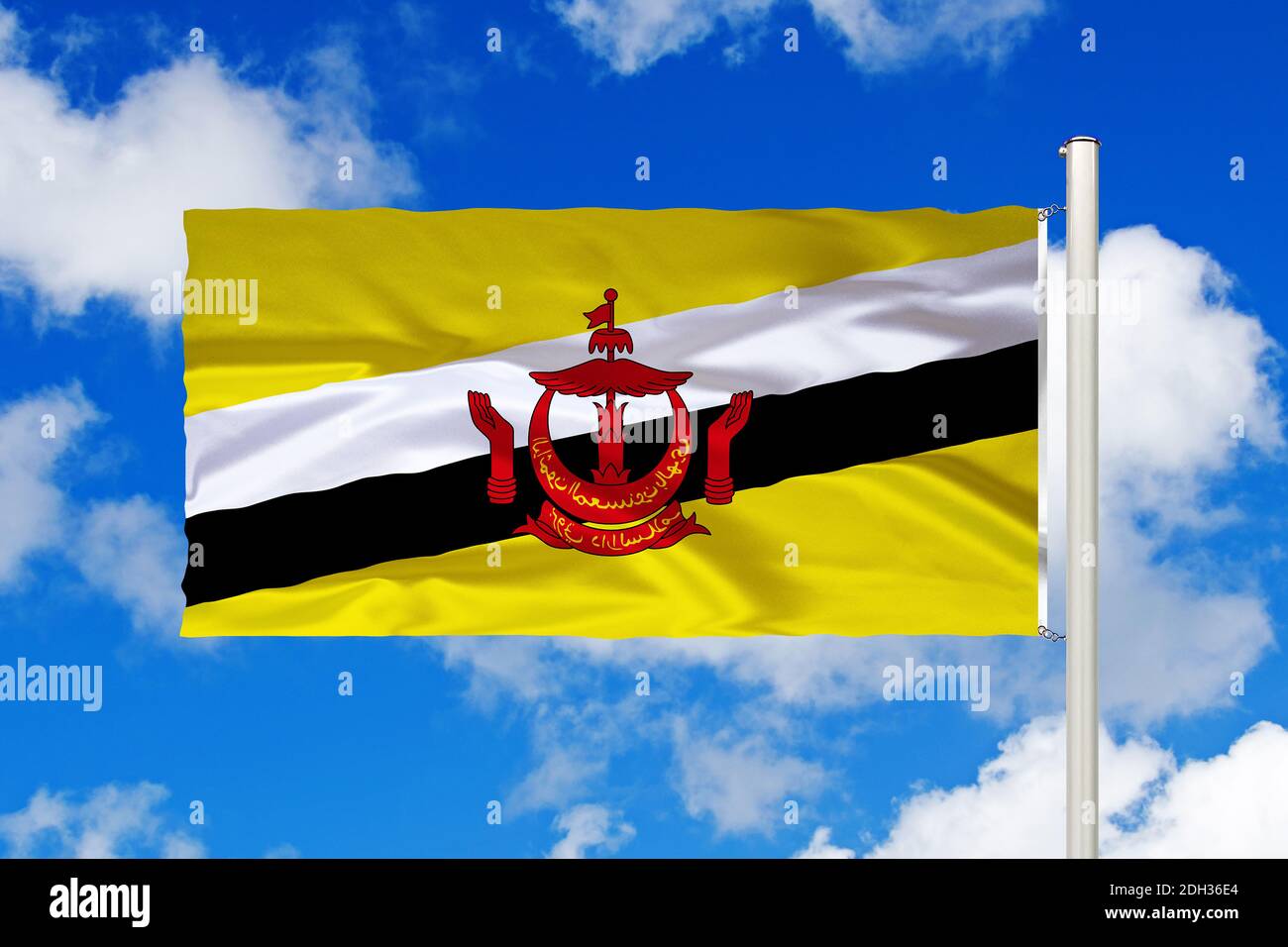 Brunei, Kleinstaat, Insel Borneo, Nationalfahne, Nationalflagge, Fahne ...