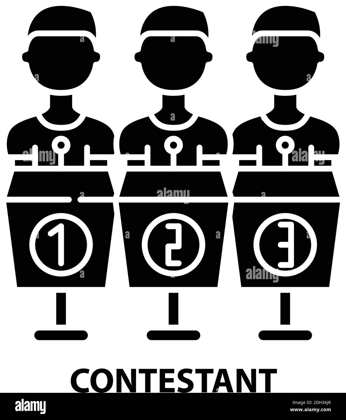 contestant icon, black vector sign with editable strokes, concept ...