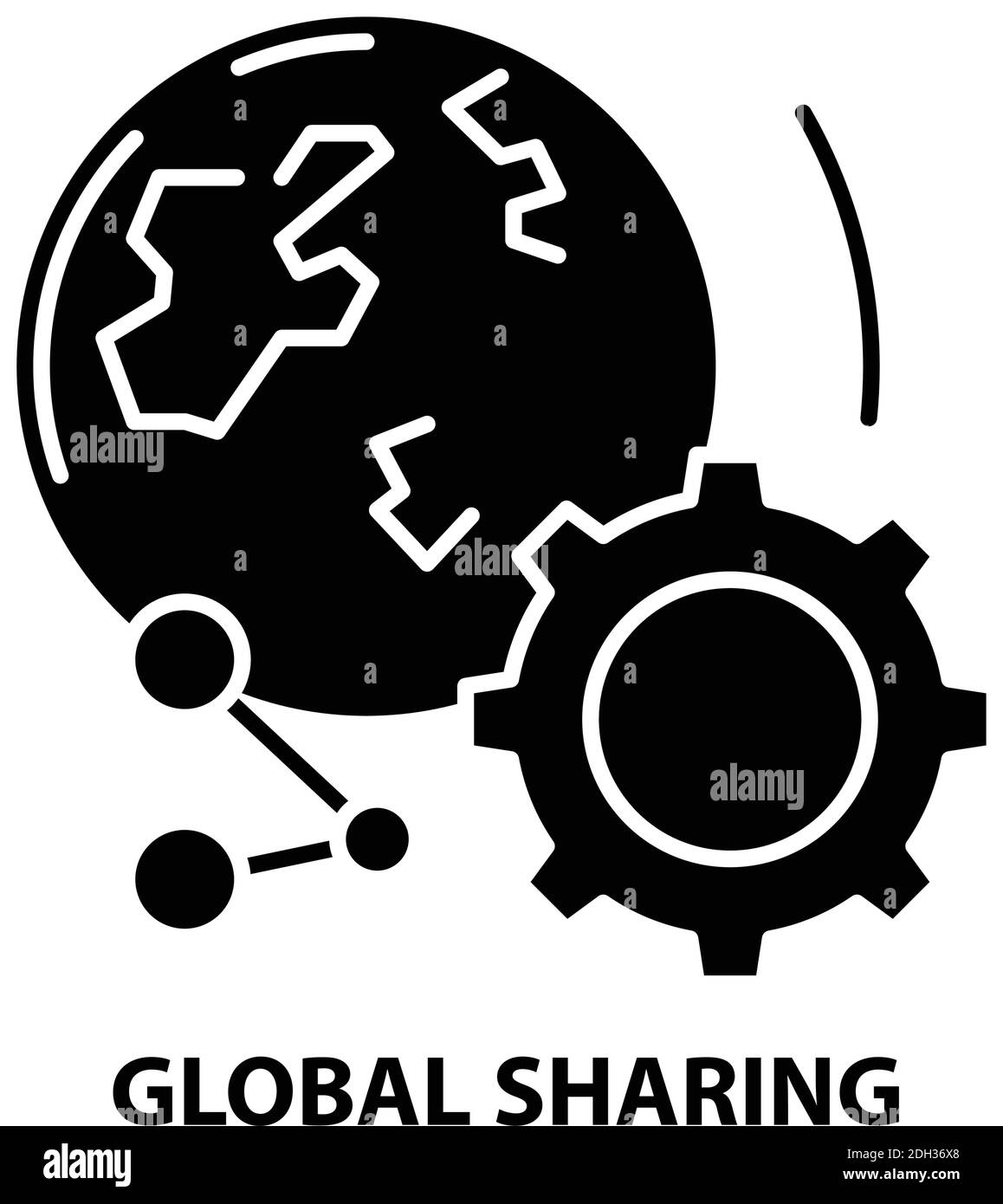 global sharing icon, black vector sign with editable strokes, concept ...