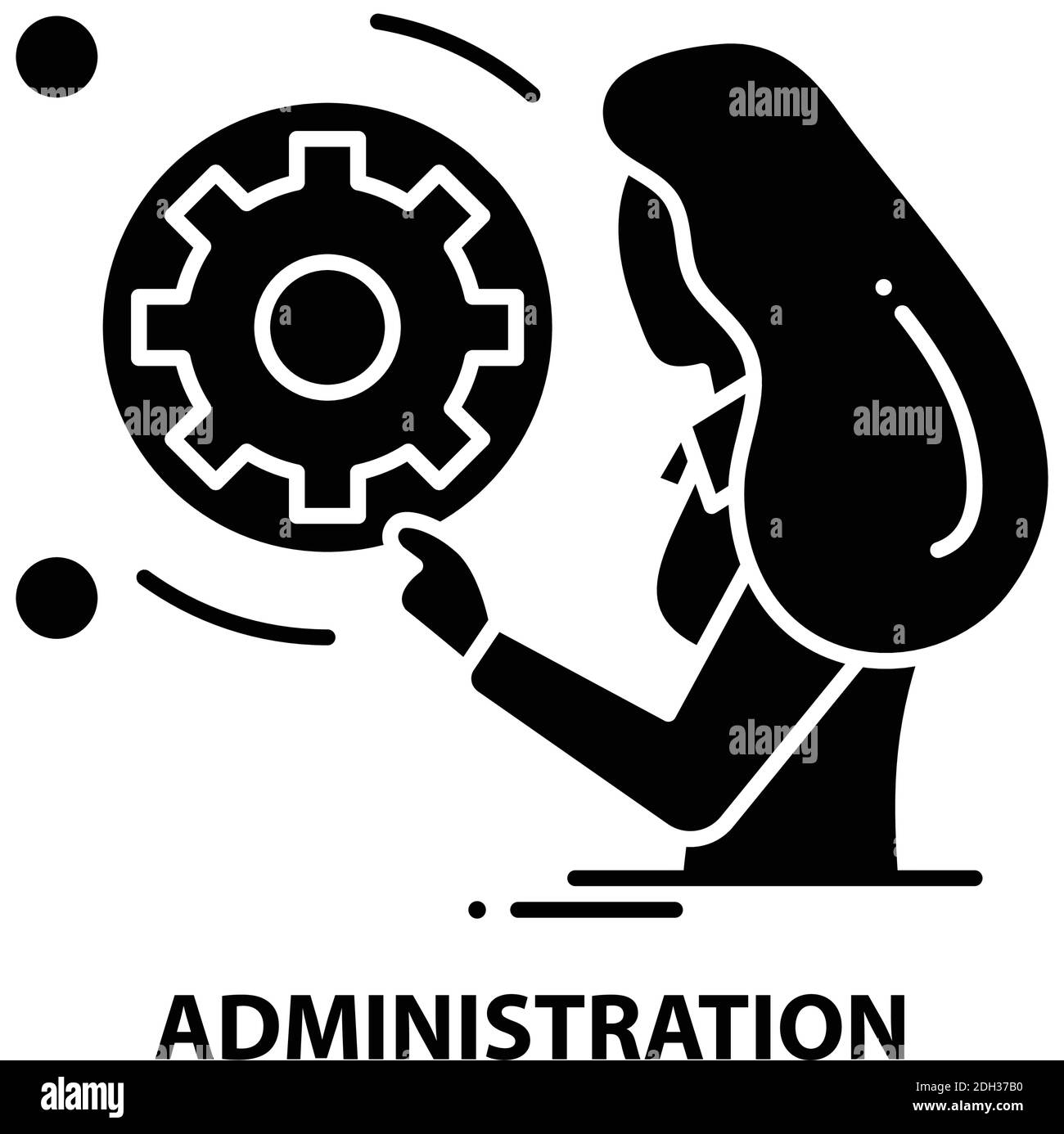 administration icon, black vector sign with editable strokes, concept ...