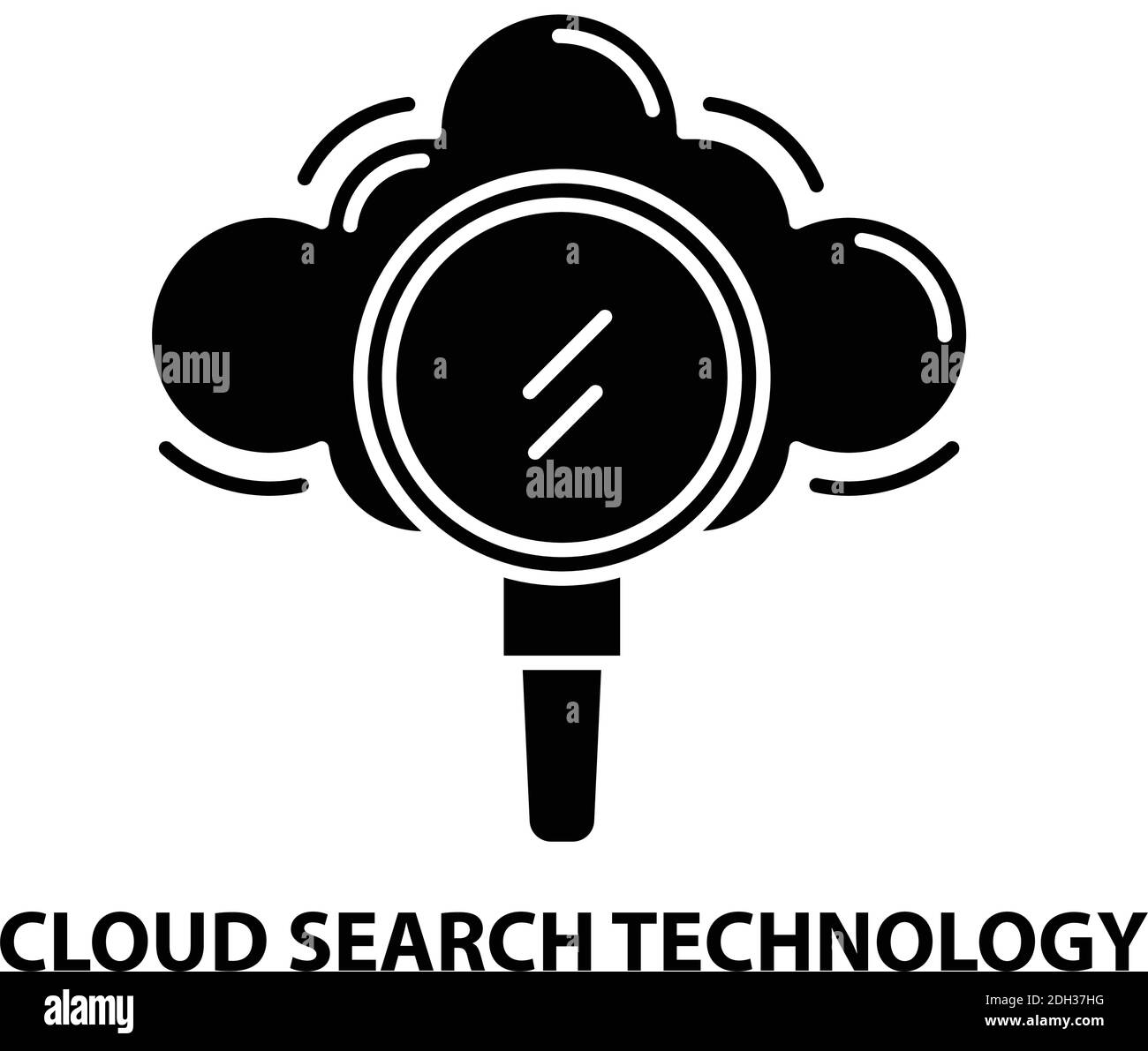 cloud search technology icon, black vector sign with editable strokes ...