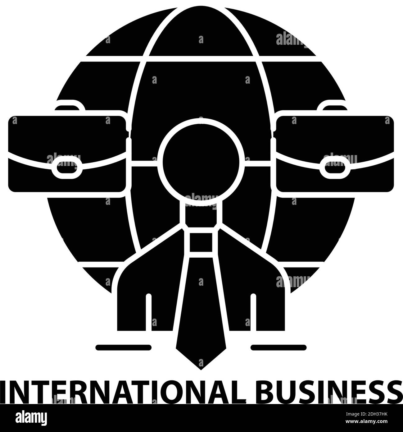 international business icon, black vector sign with editable strokes ...