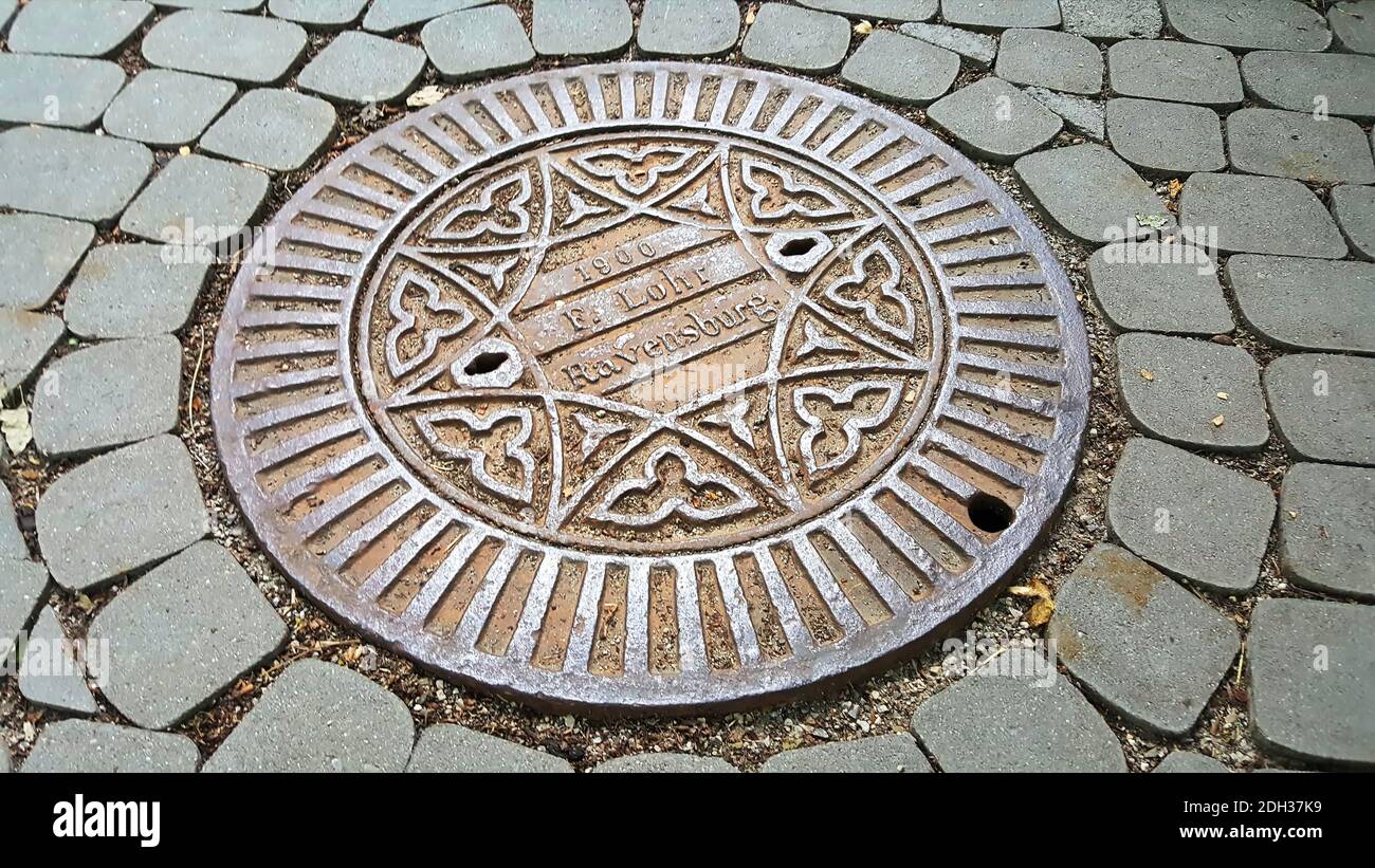 Ravensburg / Germany - 10 08 2020: Manhole cover from Ravensburg Stock ...