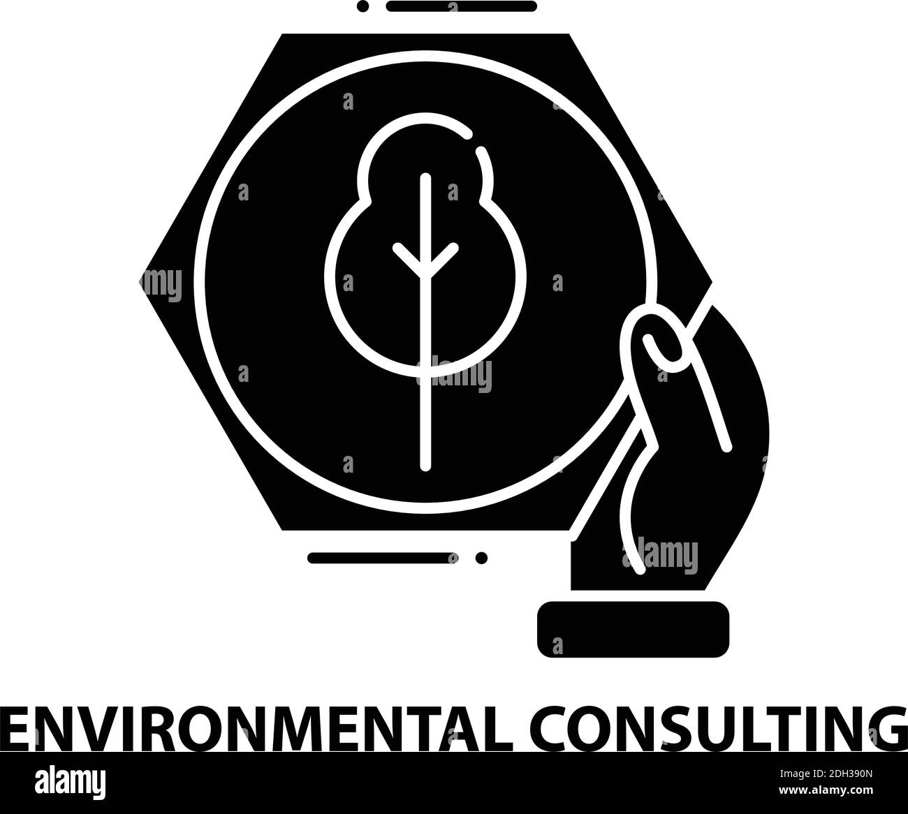 environmental consulting icon, black vector sign with editable strokes ...