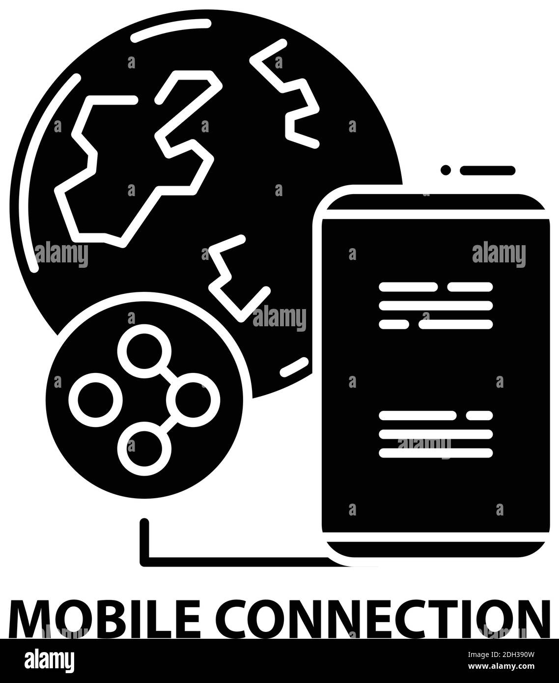 mobile connection icon, black vector sign with editable strokes ...