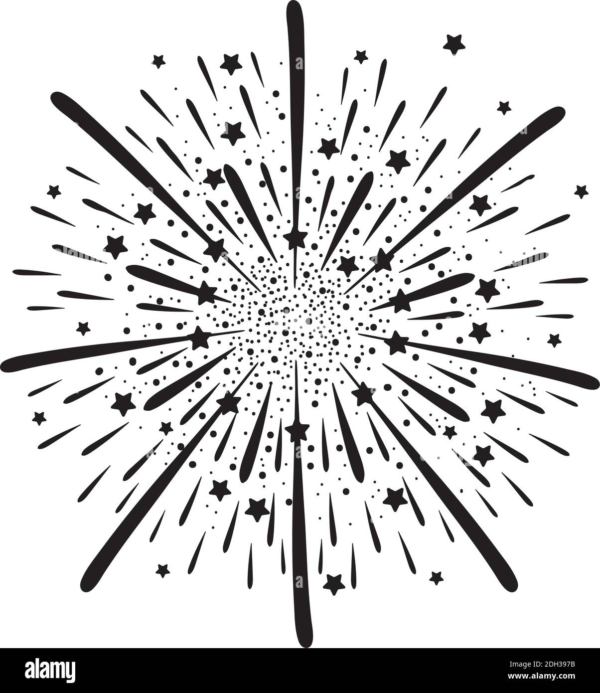 fireworks with stars celebration festive black design vector ...