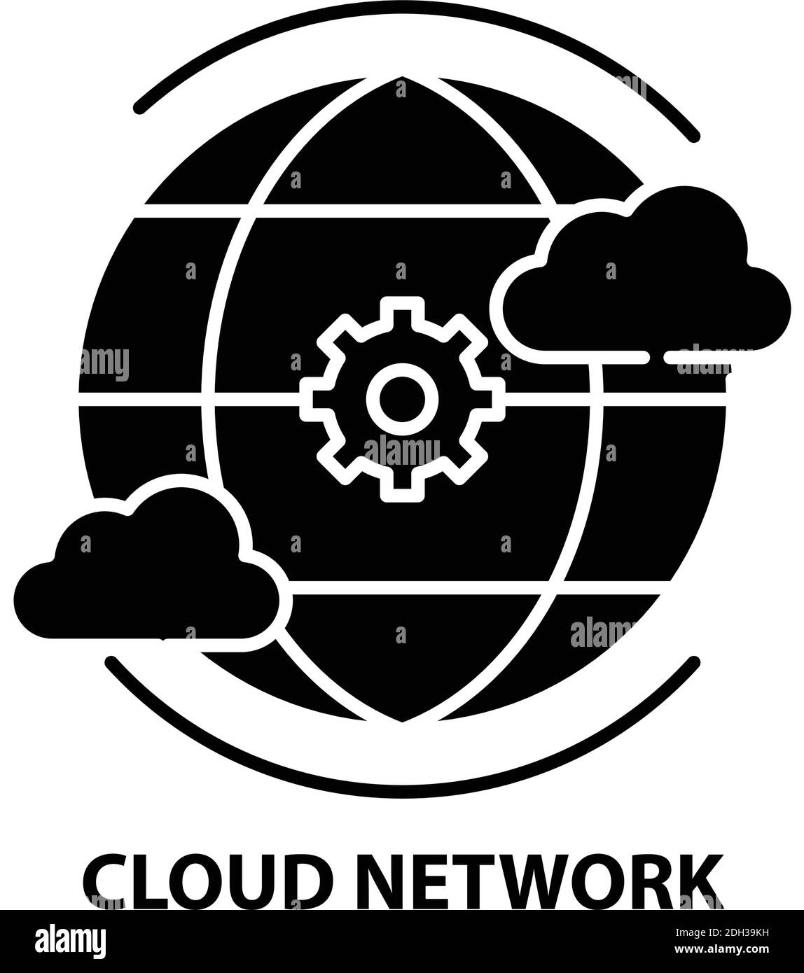 cloud network icon, black vector sign with editable strokes, concept ...