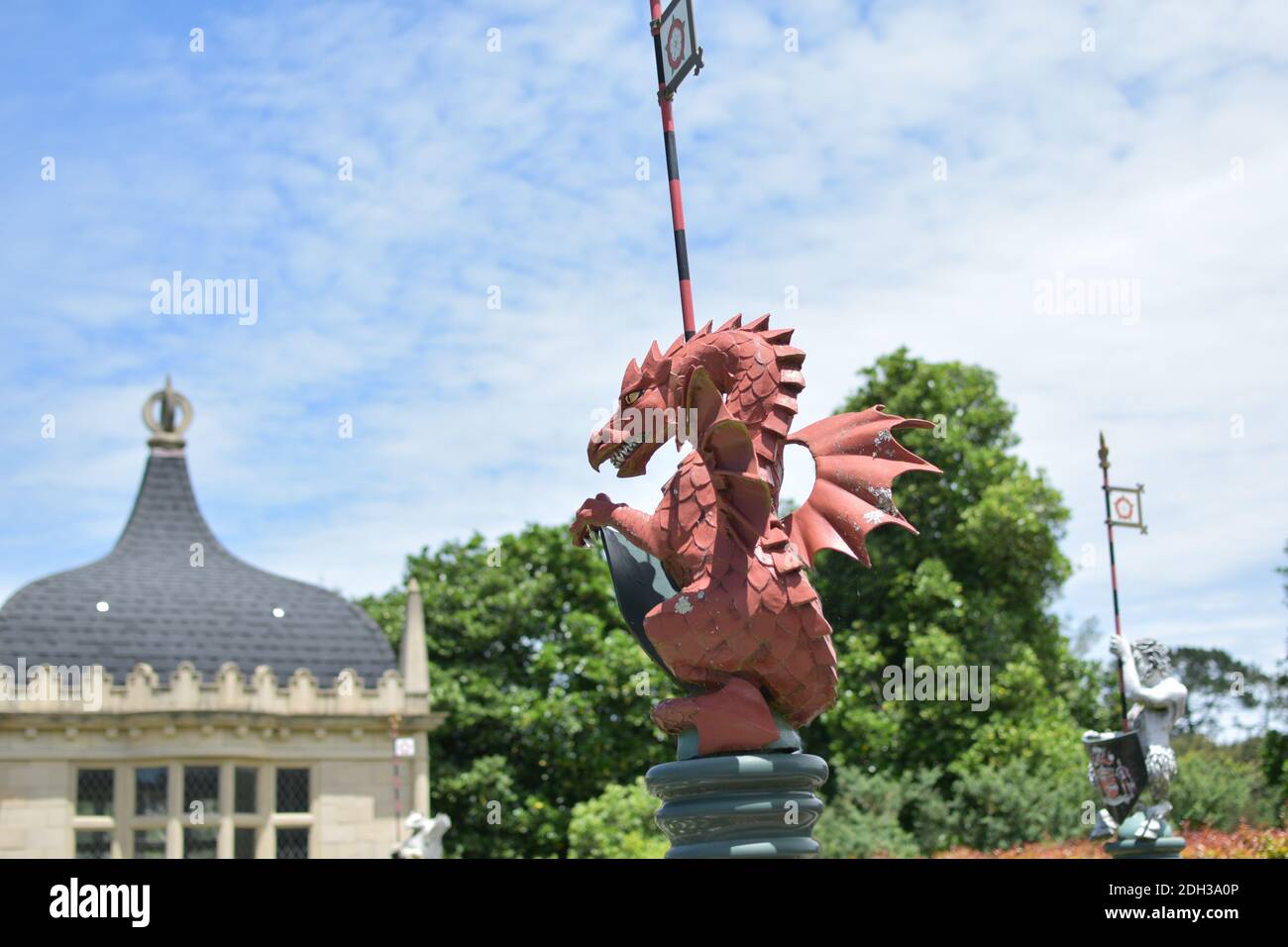 HAMILTON, NEW ZEALAND - Dec 01, 2020: View of red medieval dragon ...
