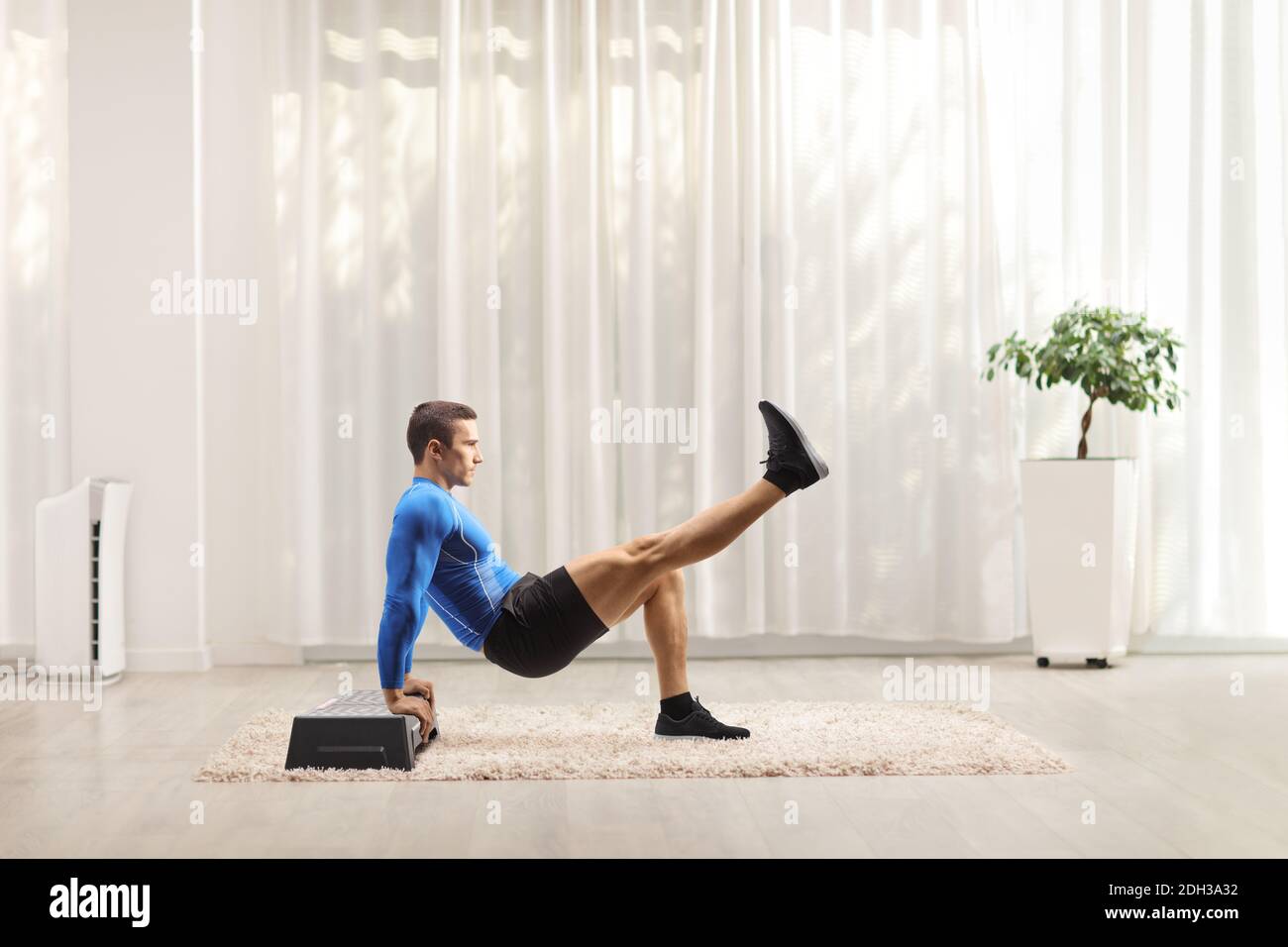 Fitness step up man home hi-res stock photography and images - Alamy