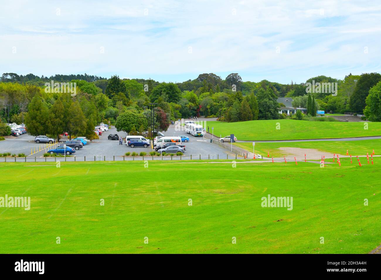 HAMILTON, NEW ZEALAND - Dec 02, 2020: View of Hamilton Gardens car park ...