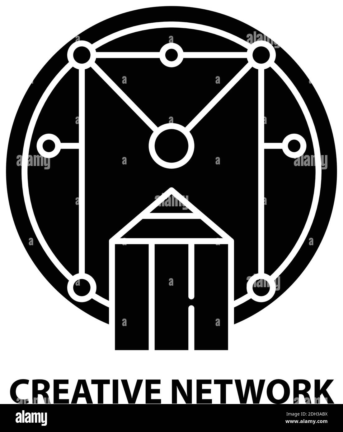 creative network icon, black vector sign with editable strokes, concept ...