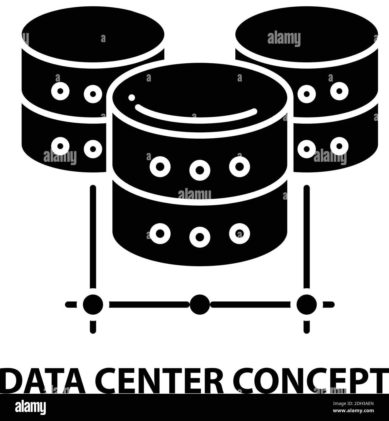 data center concept icon, black vector sign with editable strokes ...