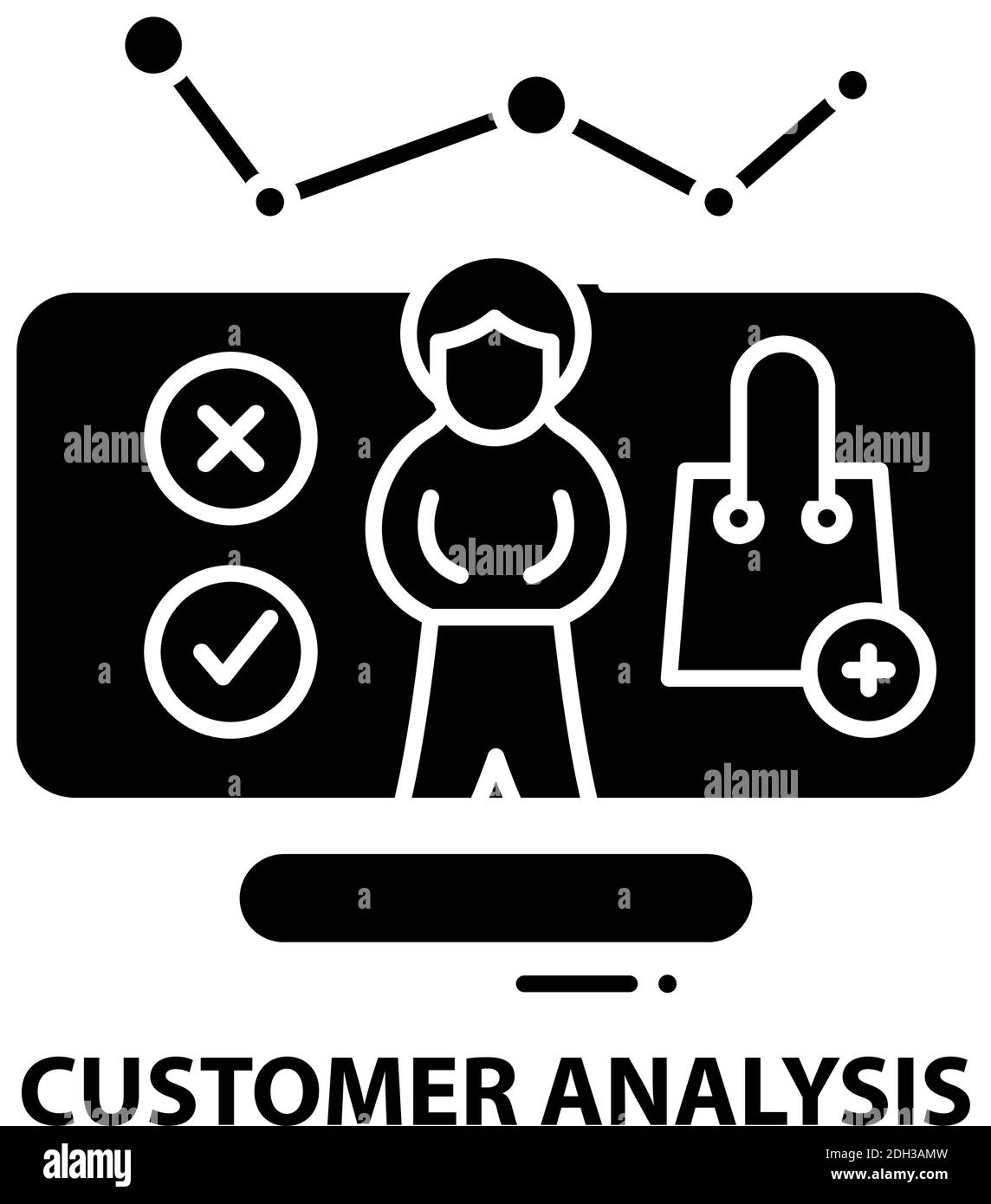 customer analysis icon, black vector sign with editable strokes ...