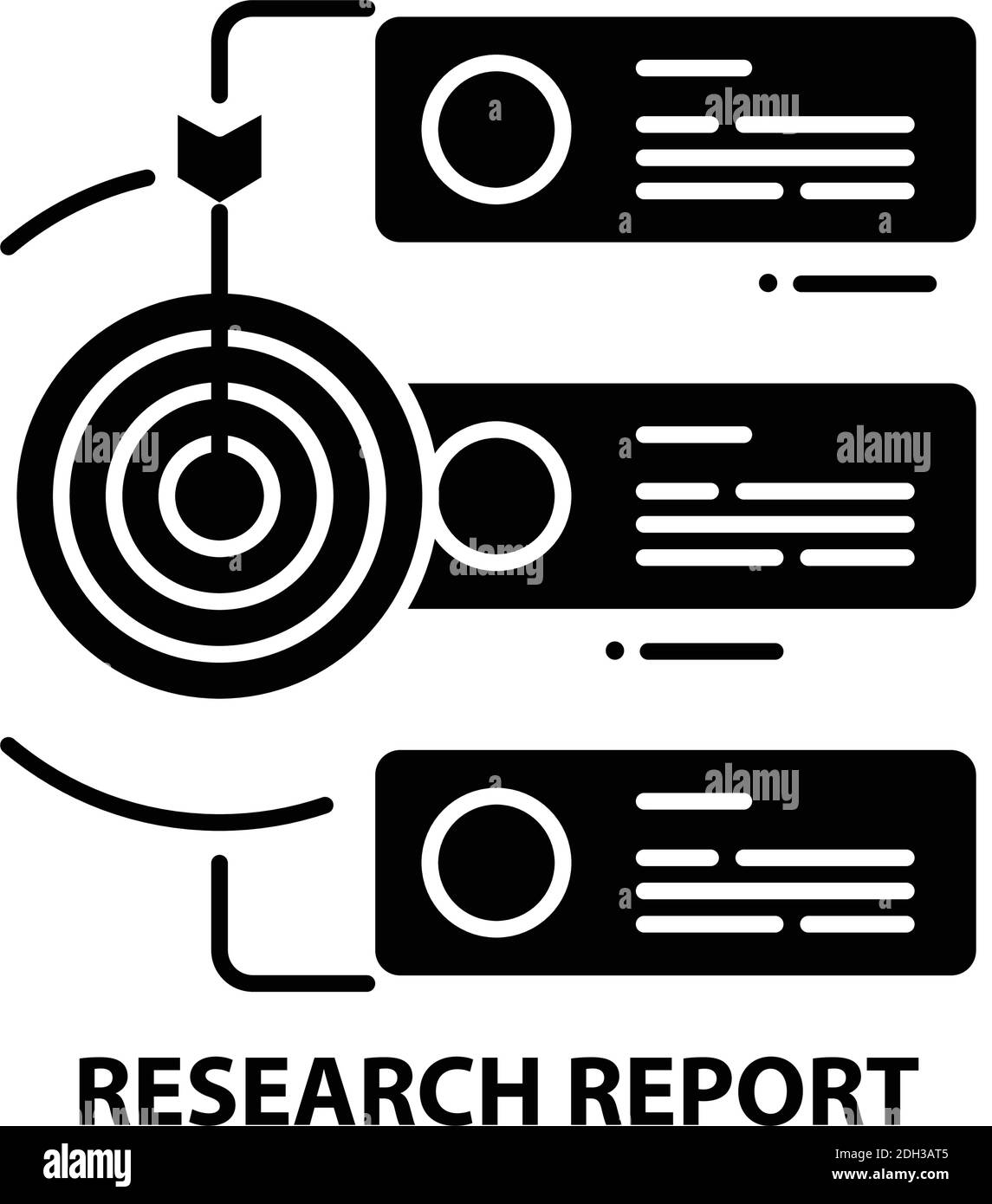 research report icon, black vector sign with editable strokes, concept ...