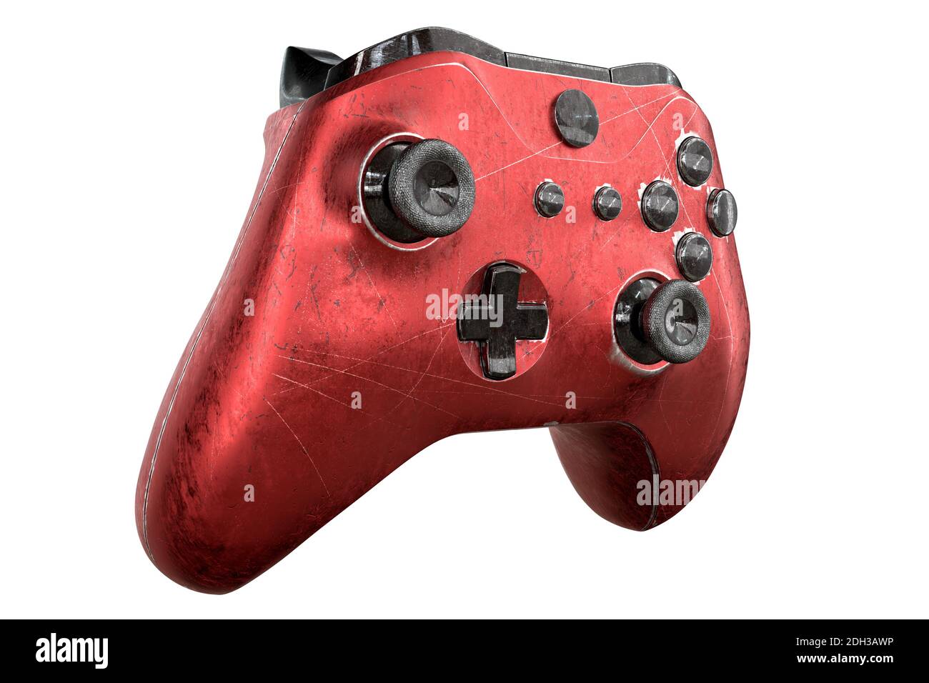 Conceptual used video game controller or joystick with scratches ...