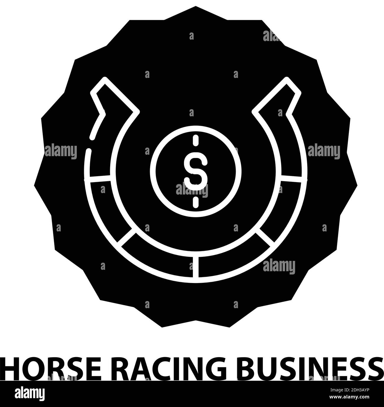 horse racing business icon, black vector sign with editable strokes ...