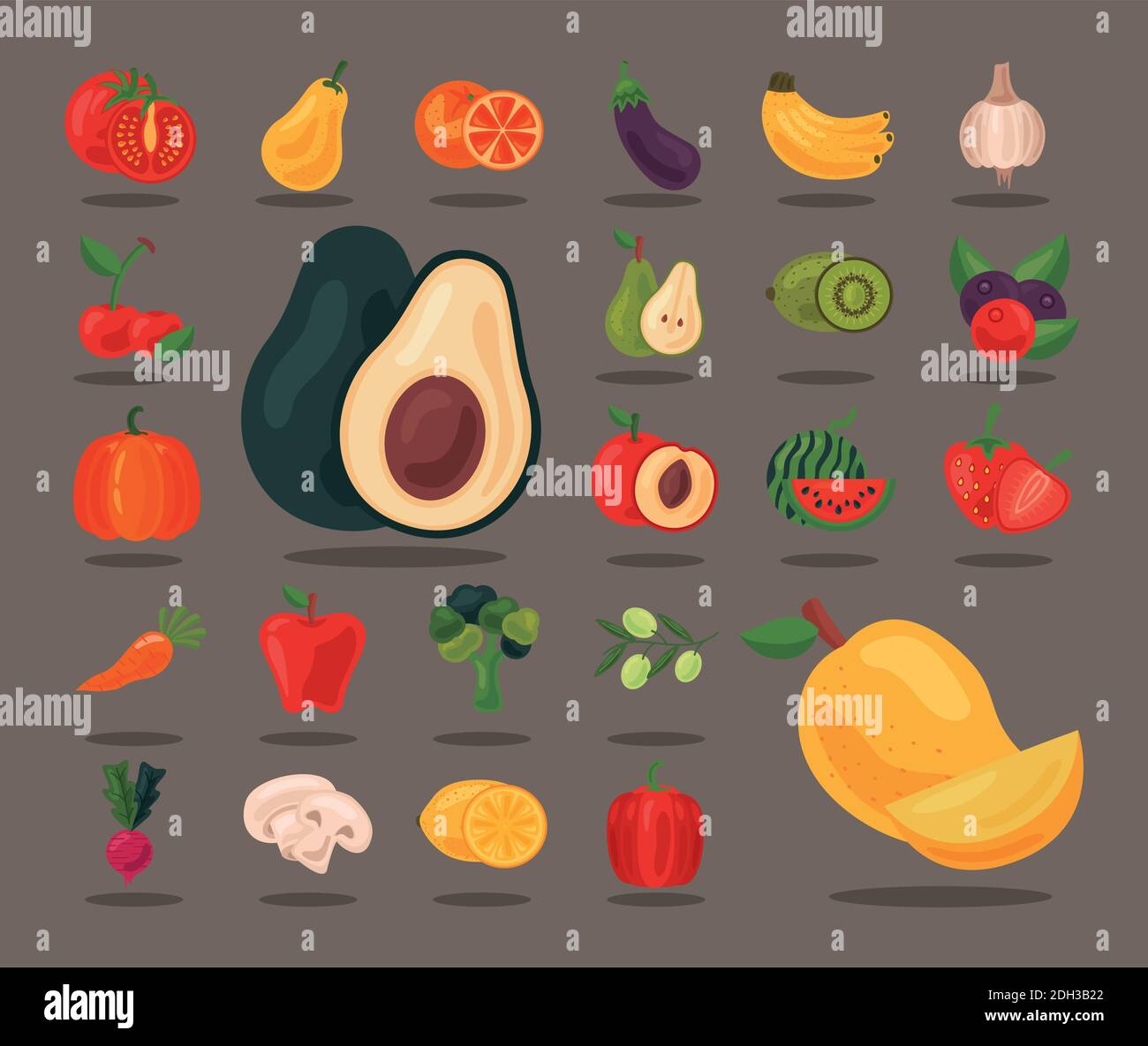 bundle of twenty four fresh fruits and vegetables healthy food set ...