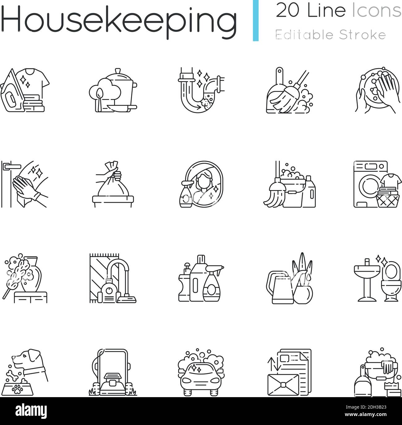 Housekeeping linear icons set Stock Vector Image & Art - Alamy