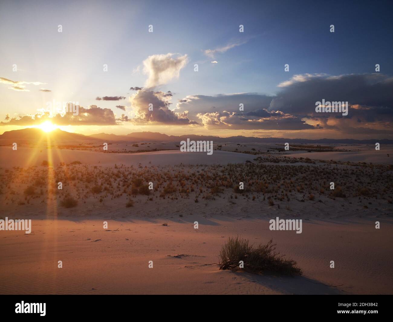 Sunset in the desert Stock Photo - Alamy