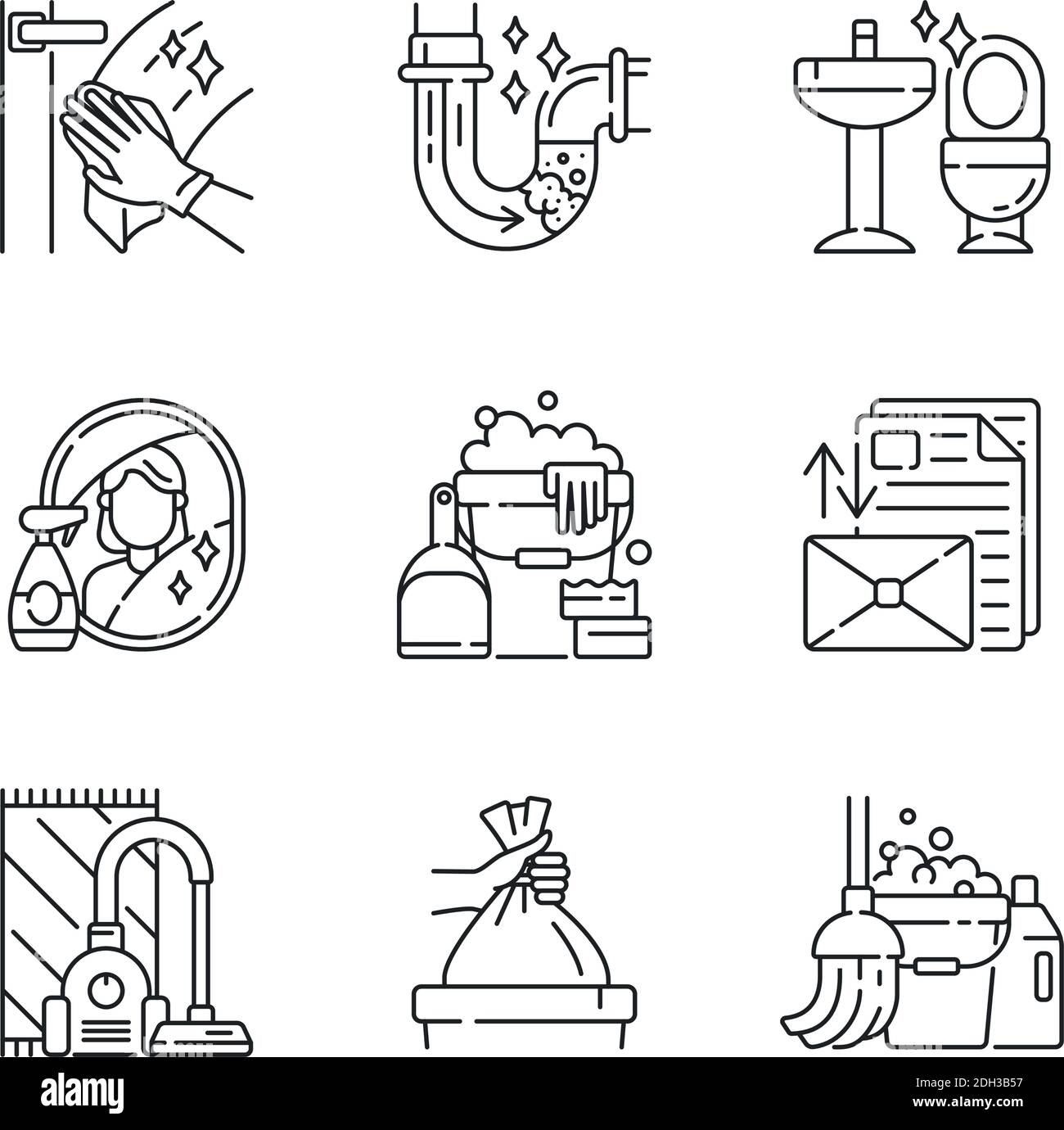 Housekeeping chores linear icons set Stock Vector Image & Art - Alamy