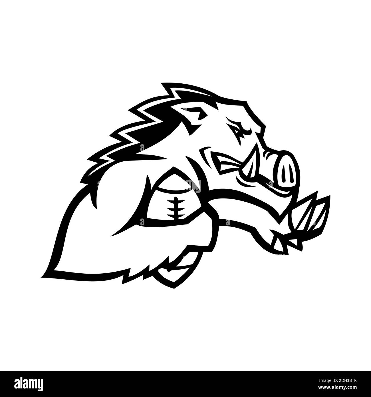 Wild Boar or Razorback With American Football Ball Mascot Black and ...