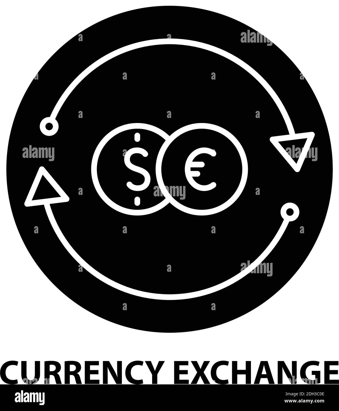 currency exchange icon, black vector sign with editable strokes ...