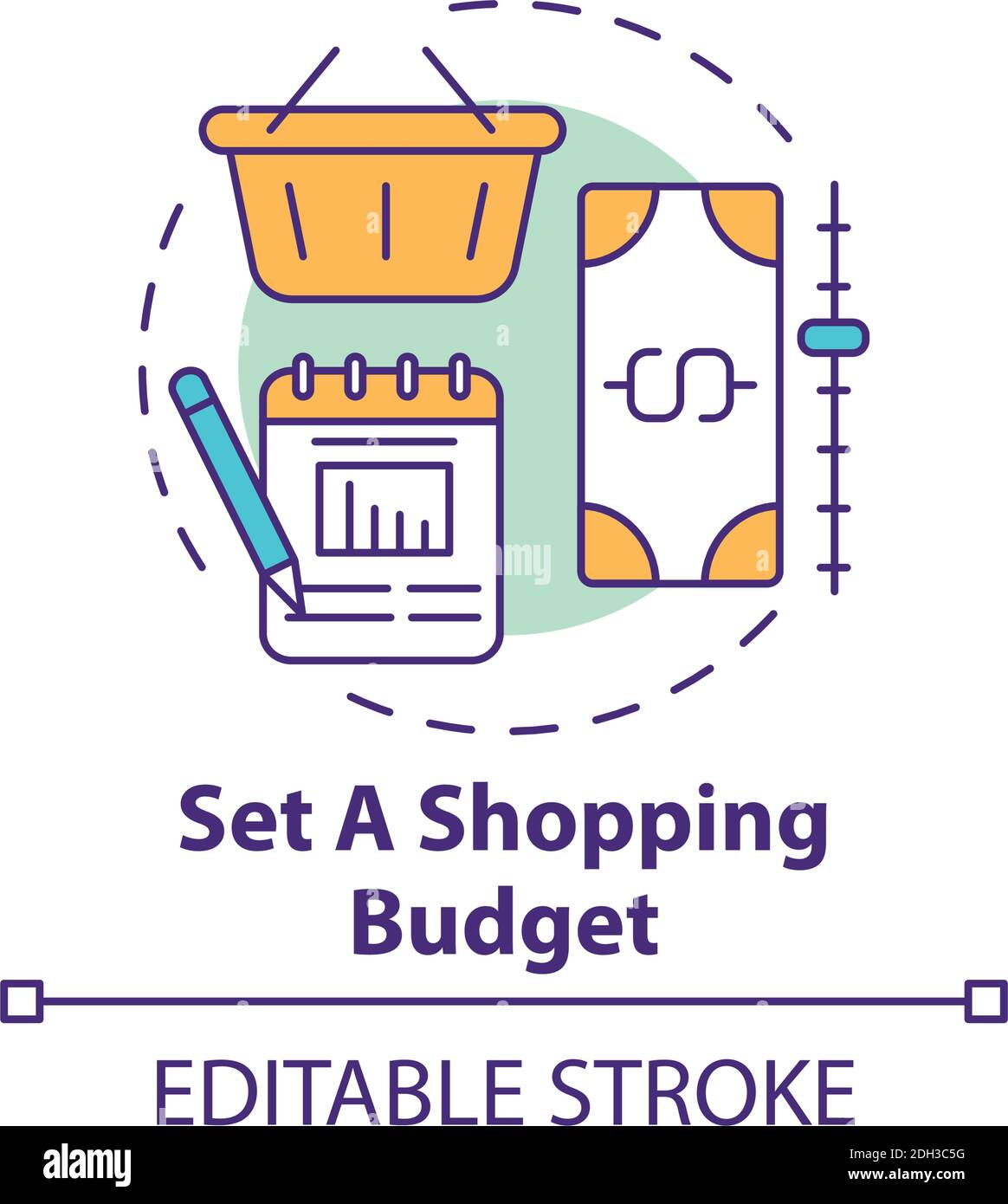 Setting shopping budget concept icon Stock Vector Image & Art - Alamy