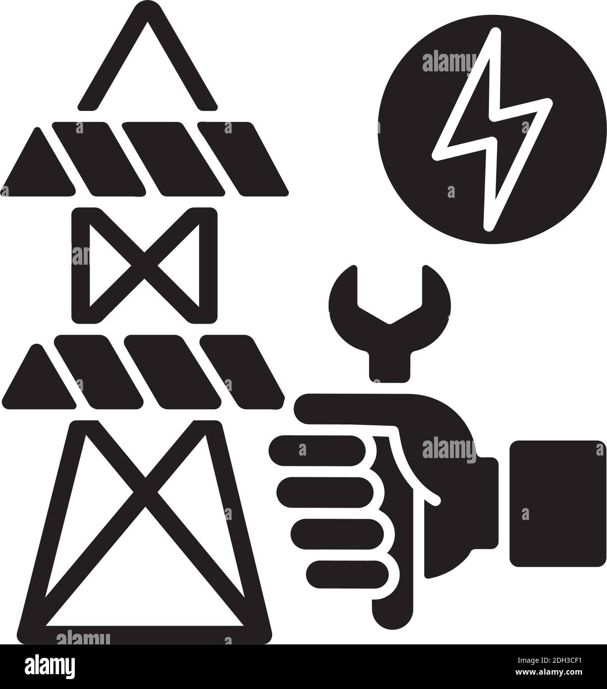Repairing power lines black glyph icon Stock Vector Image & Art - Alamy
