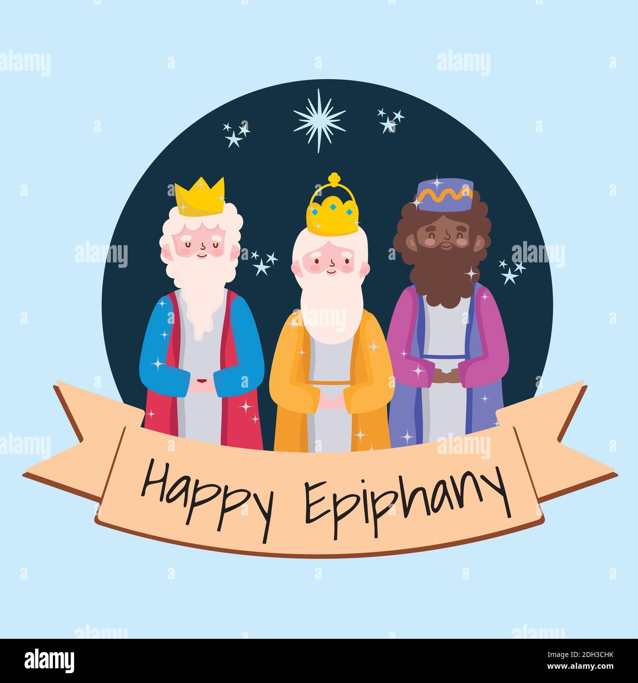 happy epiphany, three wise kings tradition christian vector ...