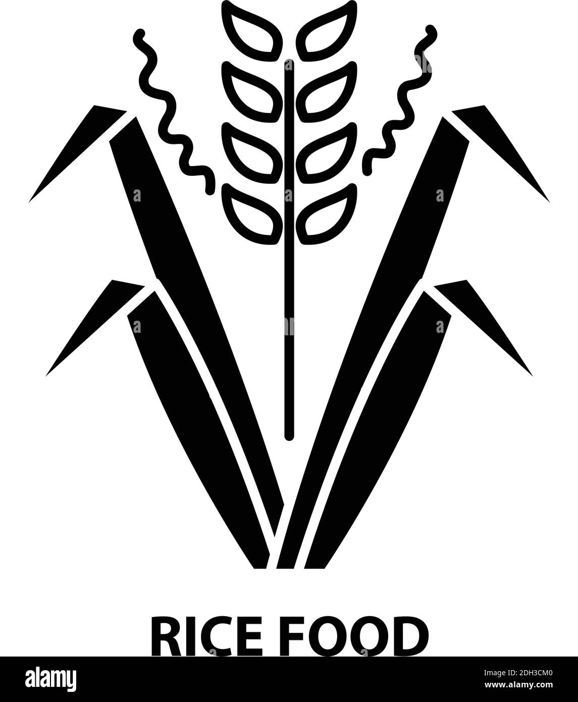rice food icon, black vector sign with editable strokes, concept ...