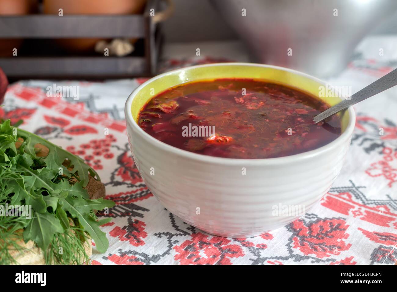 Ukrainian borscht, cooked in aluminum cast iron Stock Photo - Alamy