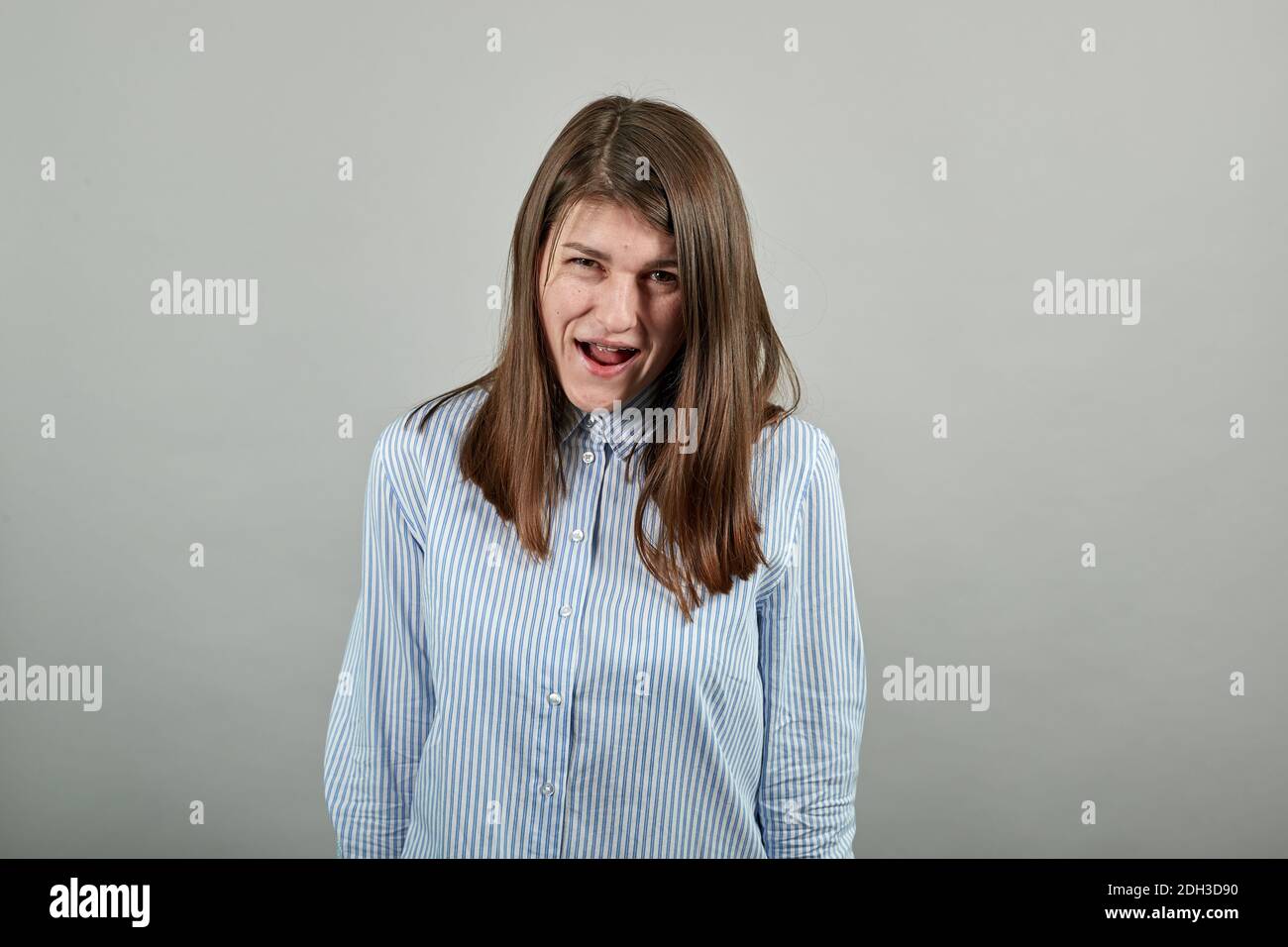 Yawning, tired, wide open mouth, eyes closed looking bored. Lack of ...