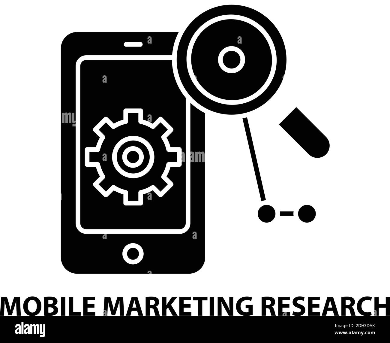 mobile marketing research icon, black vector sign with editable strokes ...