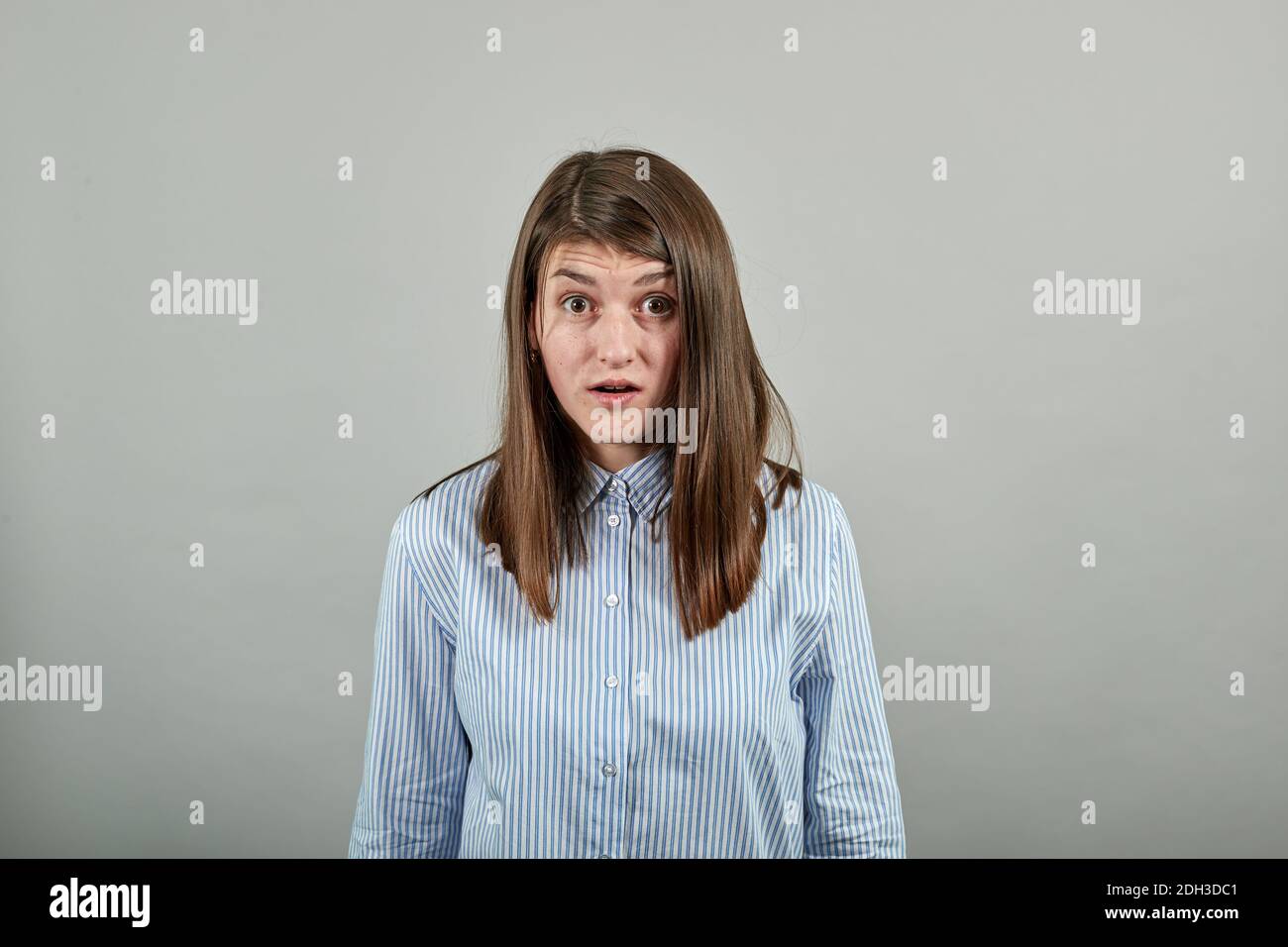 Open mouth listen bad awful news displeased situation problems, holding ...