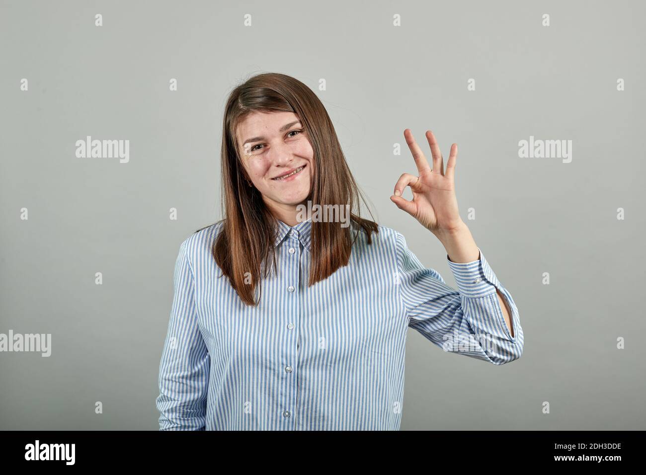 View of hand fingers showing ok sign, gesturing making okay, human ...