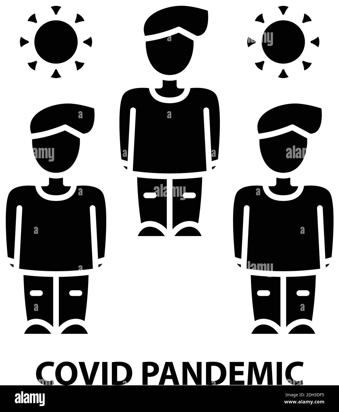 covid pandemic icon, black vector sign with editable strokes, concept ...