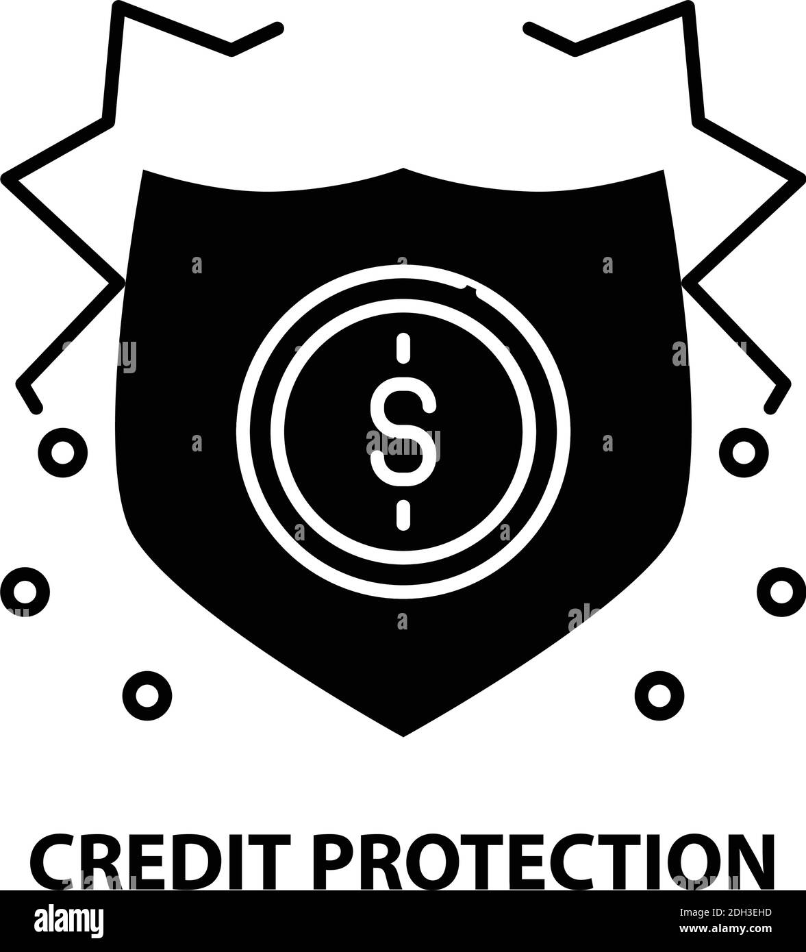 credit protection icon, black vector sign with editable strokes ...