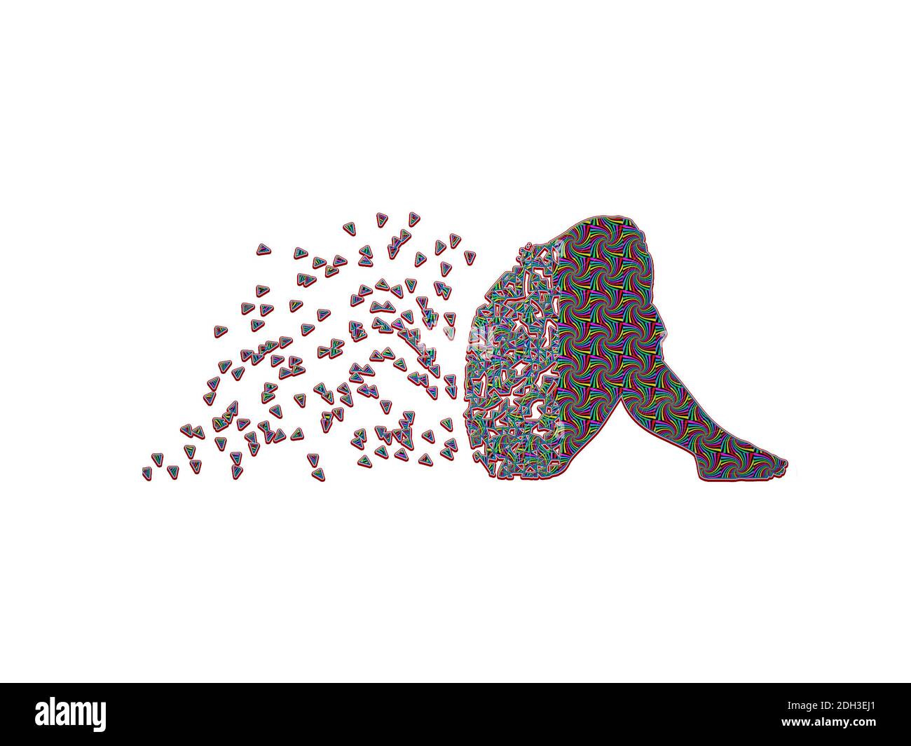 Human in depression on white background - 3d rendering Stock Photo - Alamy