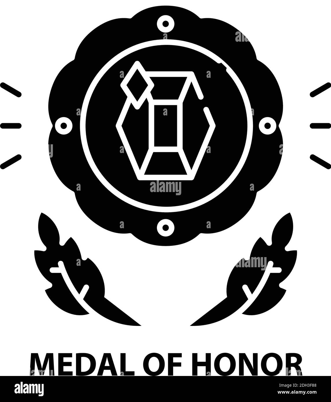 medal of honor icon, black vector sign with editable strokes, concept ...