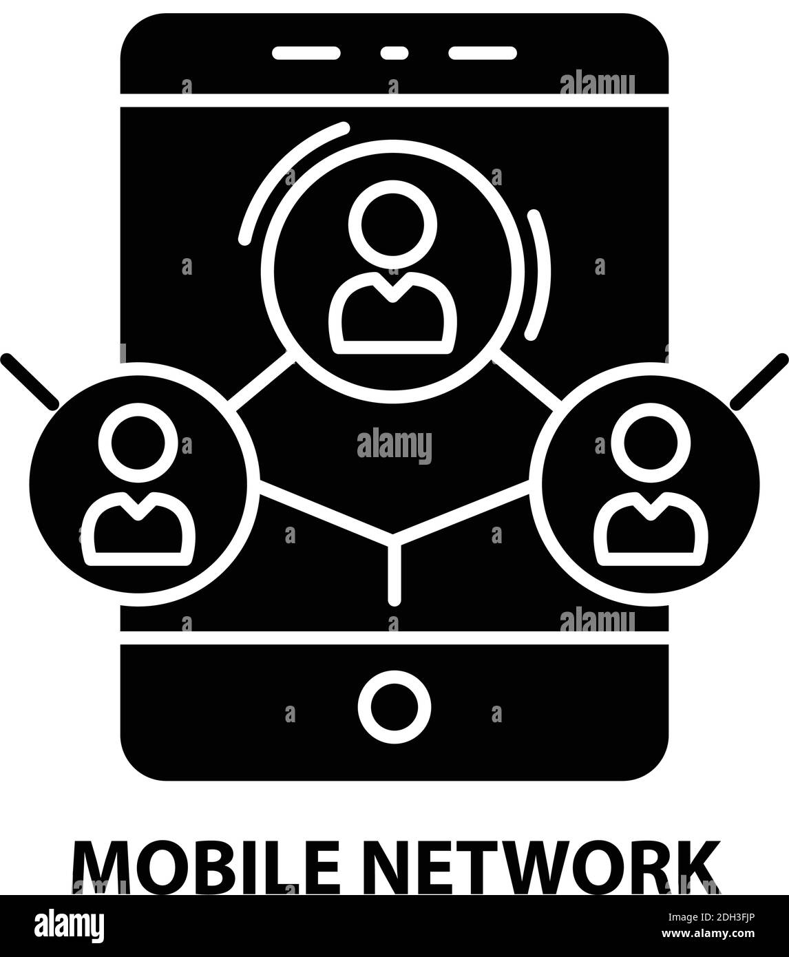 mobile network icon, black vector sign with editable strokes, concept ...