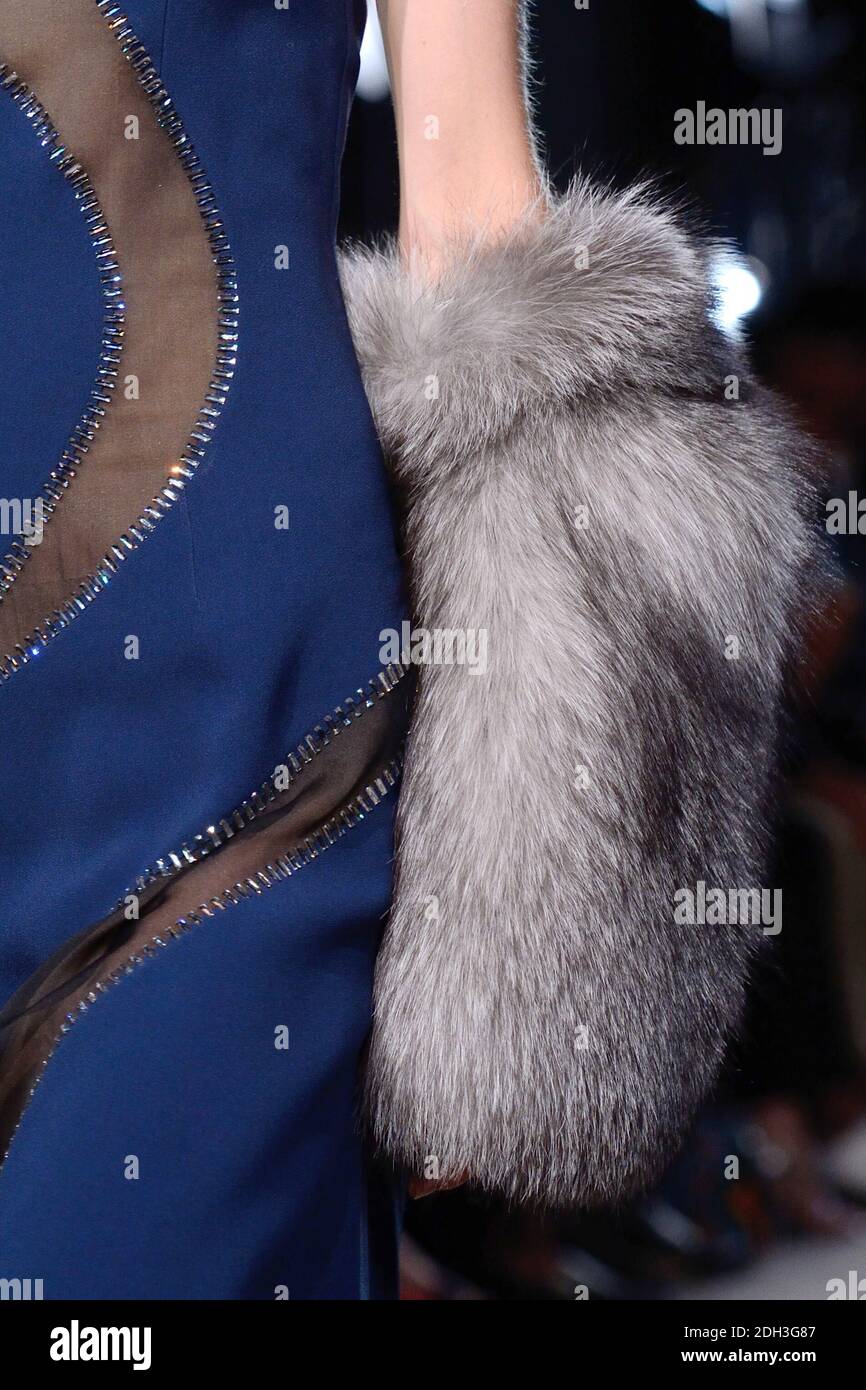 A model displays a creation on the runway during the Loris Azzaro 2017/ ...