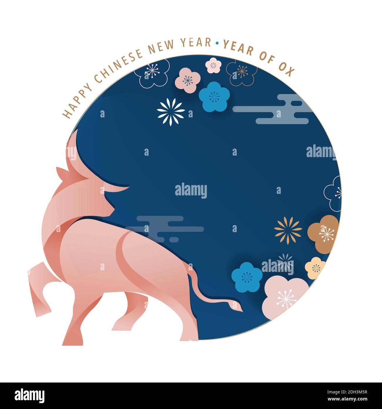 Chinese new year 2021 year of the ox, red cow, Chinese zodiac symbol ...